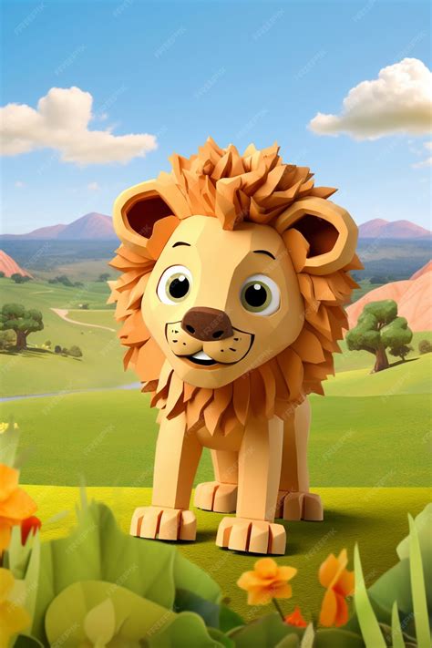 자연에서 귀여운 사자 Ai 생성 이미지