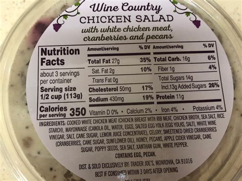 Wine Country Chicken Salad Nutrition Facts Eat This Much
