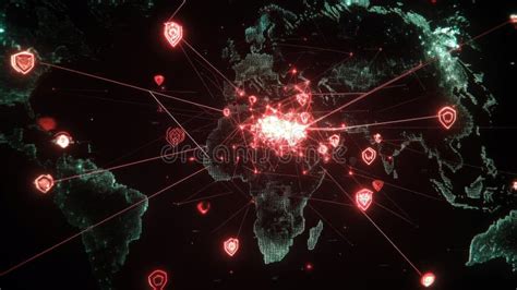 Global Cyber Security Network Protecting Data Flow Across Continents