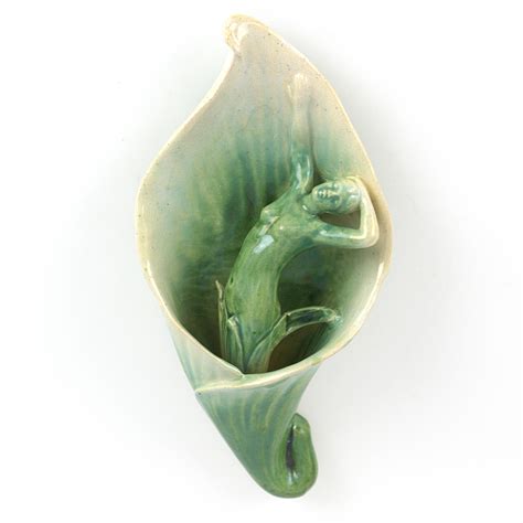 Alf Hamberg Sculpture Majolica Art Nouveau Flower Shape With Naked Woman In Höganäs