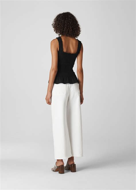 Black Rouched Square Neck Top Whistles