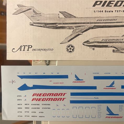 1144 Scale Model Airliner Decals Atp Decals Piedmont Boeing 727737dh