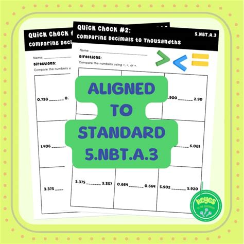 5th Grade Comparing Decimals Worksheets Quick Checks Ccss 5nbta3