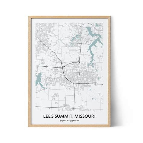 Lees Summit Map Poster Your City Map Art Positive Prints