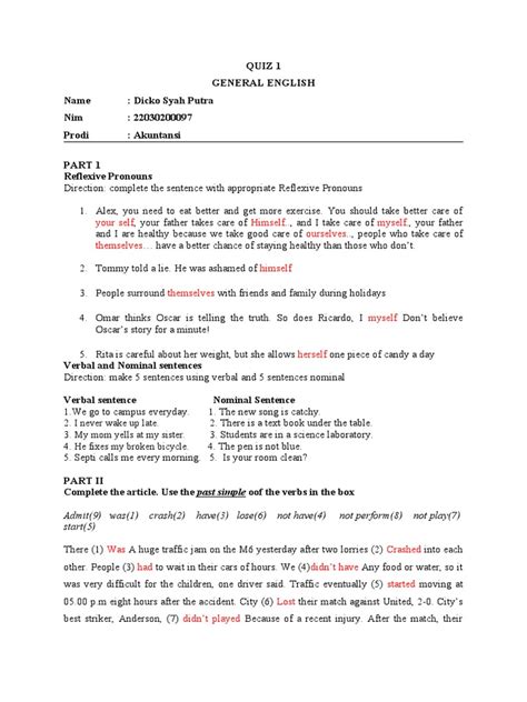 Quiz 1 Ge Dicko Syah Putra Pdf Linguistics