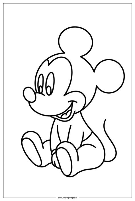 Mickey Mouse Sentado Desenhos Para Colorir Grátis Imprimível