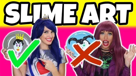 Descendants Slime Art Challenge Video Mal And Evie Real Or Fake