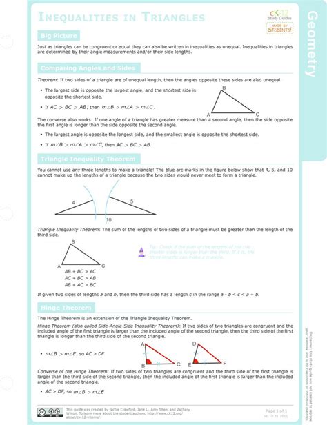 Triangle Inequality Theorem Worksheet With Answers Printable Calendars At A Glance
