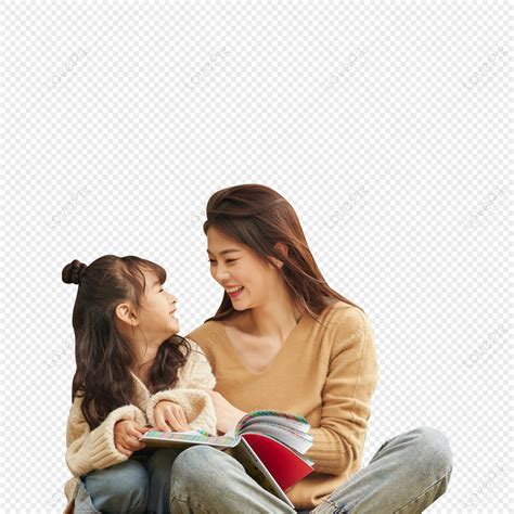 따뜻한 엄마와 딸을 읽고 Png 일러스트 무료 다운로드 Lovepik