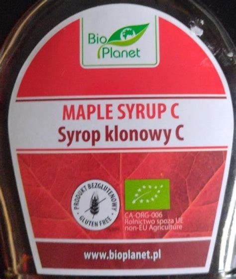 Syrop klonowy C Bio Planet kalorie kJ i wartości odżywcze Dine4Fit pl