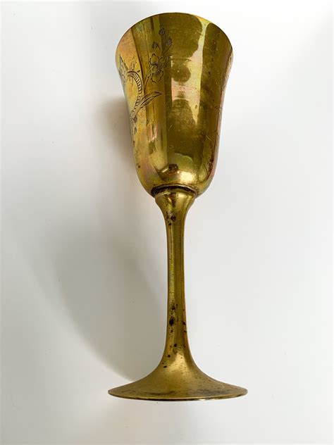 Vintage Engraved Brass Goblet Collectible Goblet Etsy