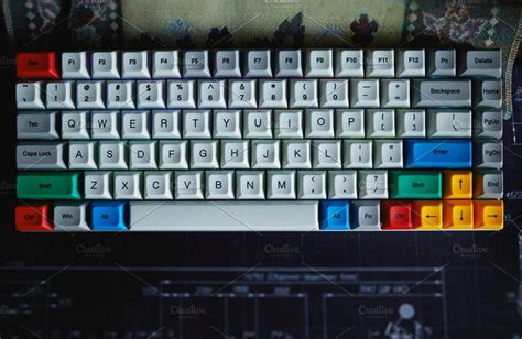 Colorful White Computer Keyboard Backdrop