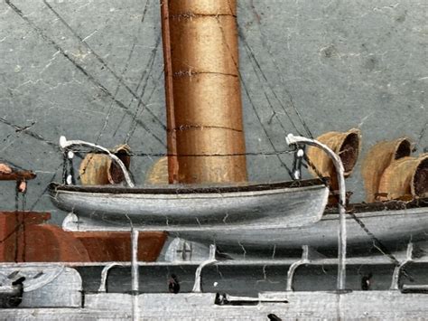 Oil Painting Marine Ship Blake Class Cruiser Royal Navy Hms Blenheim