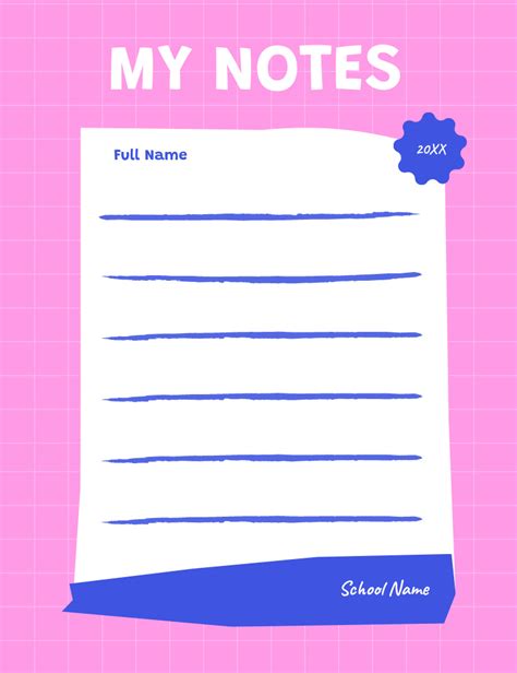School Planner With Lines On Pink Online Planner And Notepad Template