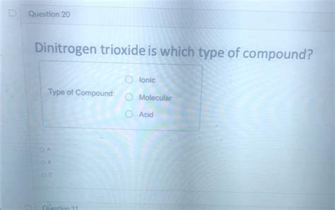 Solved Dinitrogen Trioxide Is Which Type Of Compound