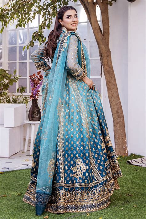 Traditional Pishwas Frock With Lehenga Dupatta Dress Nameera By Farooq