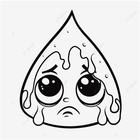 Cartoon Crying Drop Coloring Pages For Adults Outline Sketch Drawing