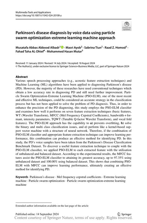 Parkinsons Disease Diagnosis By Voice Data Using Particle Swarm Optimization Extreme Learning