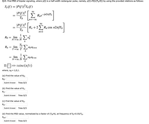solved q10 find psd of bipolar signaling where p t is a