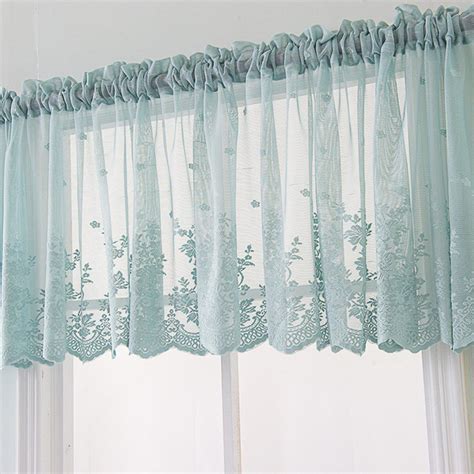 Floral Lace Cafe Curtain Embroidery Semi Sheer Lace Window Valance Kitchen Curtains Elegant