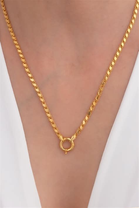 Bayar Gold Ayar Alt N Gemici Kilitli Pullu Halep Zincir Kolye Fiyat Yorumlar Trendyol