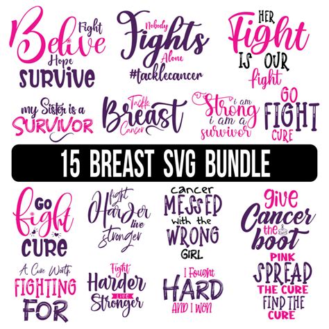 Breast Cancer Svg Bundle Cancer Svg Cancer Awareness Instant