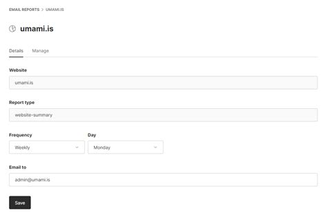Email Reports Docs Umami