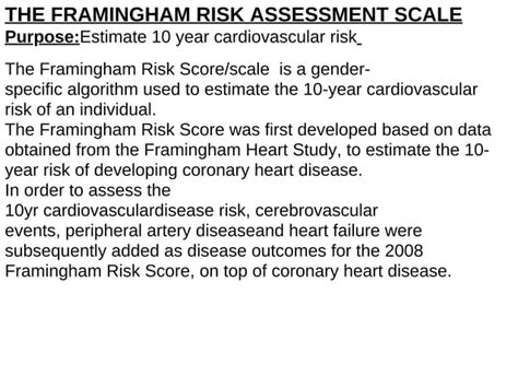 Framingham Risk Assessment Scale Pdf