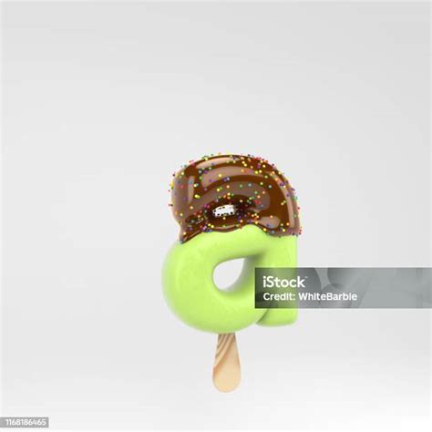 아이스크림 문자 소문자 핫 초콜렛피스타치오 아이스캔디 글꼴과 흰색 배경에 고립 뿌려 3차원 형태에 대한 스톡 사진 및 기타 이미지 3차원 형태 귀여운 냉동된 Istock