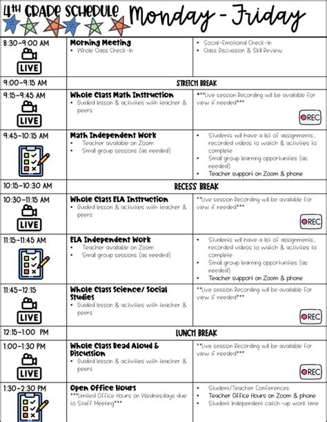 Distance Learning Schedule