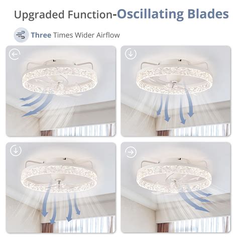 LEDIARY 20 Inch Low Profile Ceiling Fans With Lights And Remote