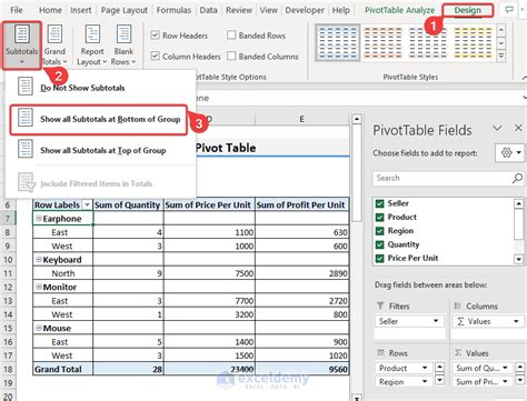 How To Show Specific Subtotals In Pivot Table Printable Online