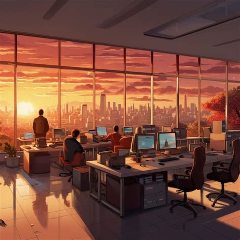 Free Photo Beautiful Office Space In Cartoon Style