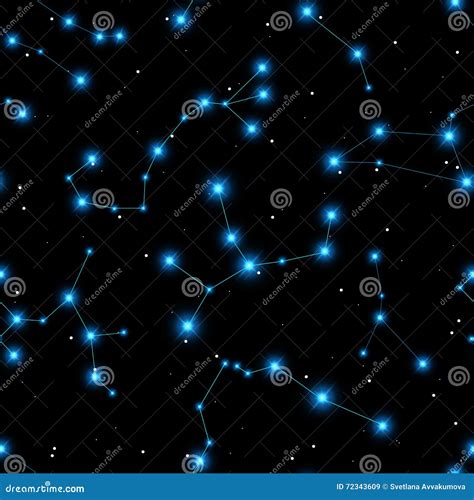 The Zodiacal Constellation Seamless Pattern Stock Vector