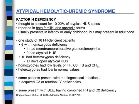 Ppt Atypical Hemolytic Uremic Syndrome And Complement Deficiencies Powerpoint Presentation