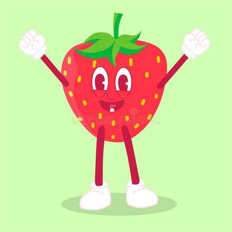 Vector Illustration Flat Strawberry Cute Character Expression Emotion