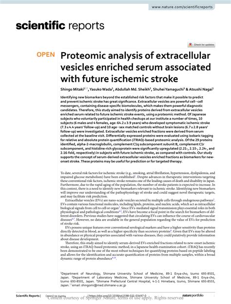 Pdf Proteomic Analysis Of Extracellular Vesicles Enriched Serum