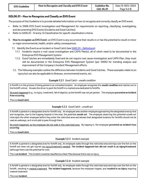 Gdl0601 How To Recognize And Classify An Ehs Event Pdf Pollution