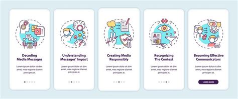 Premium Vector Media Literacy Elements Onboarding Mobile App Page