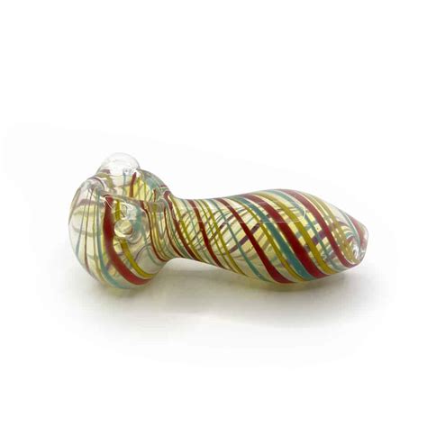 Striped Fatty Glass Spoon Pipe Weedtree