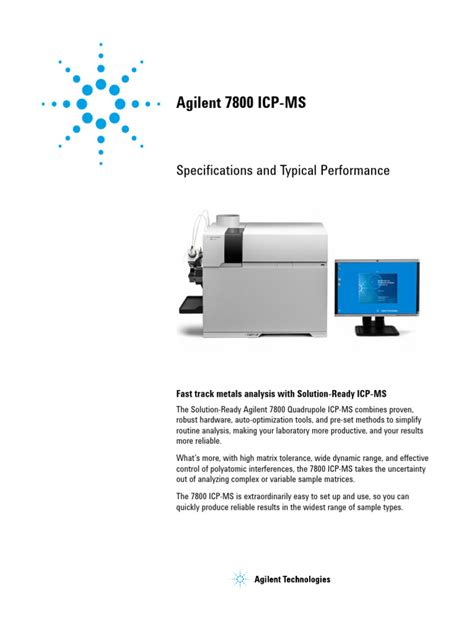 Agilent 7800 Icp Ms Overview And Specs Pdf Instrumental Analysis