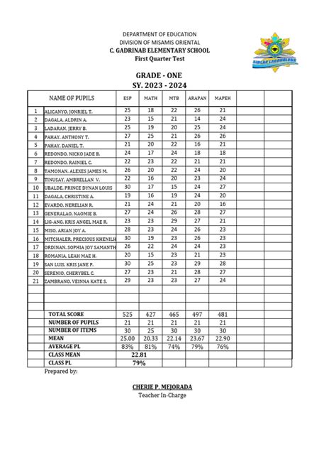Grade 6 Test Results Mean Pl Sd Pdf Schools Social Institutions