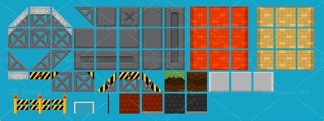 City Construction Platformer Game Tileset Game Art 2d