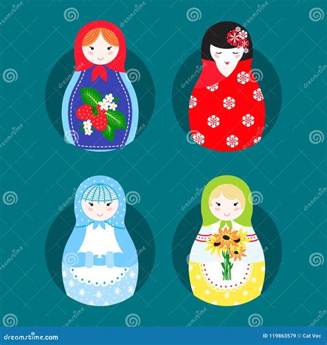 Matryoshka Vector Traditional Russian Nesting Doll Toy With Handmade Ornament Figure Pattern