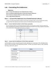 Lab Activity 9 Calculating IPv4 Addresses Docx MOD002580 Computer Systems Lab Activity
