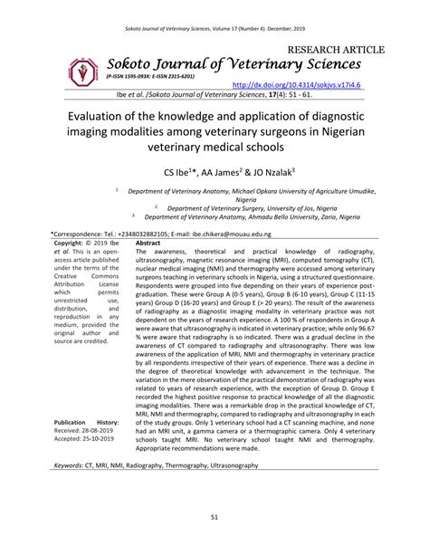 Pdf Evaluation Of The Knowledge And Application Of Diagnostic Imaging