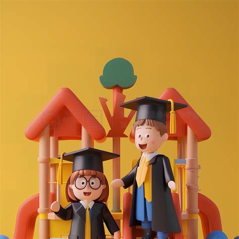 毕业生数字艺术 毕业生穿着学位服在操场上拍照3d场景 Ai立体元素免费下载png格式2784像素编号70594227 千图网