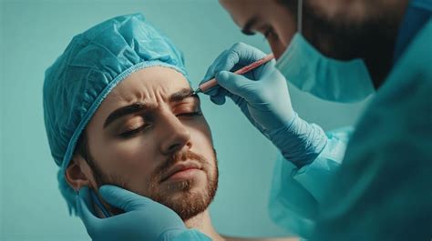 Doctor With Marker Preparing Patient For Cosmetic Surgery Premium Ai