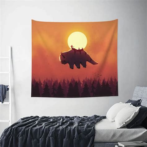 Appa Avatar The Last Airbender Red Moon Tapestry Avatar The Last