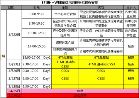 3月份达内web前端培训体验营课程安排达内web前端培训